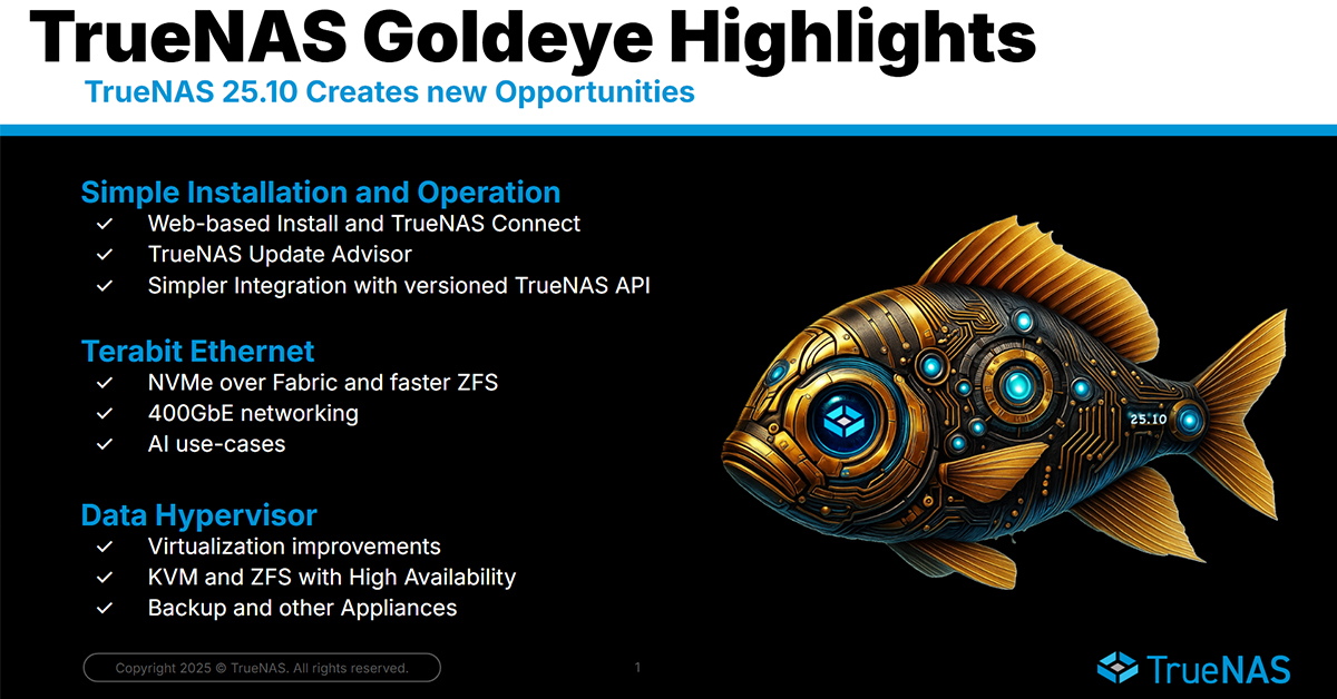 TrueNAS 25.10 “Goldeye” BETA is Available